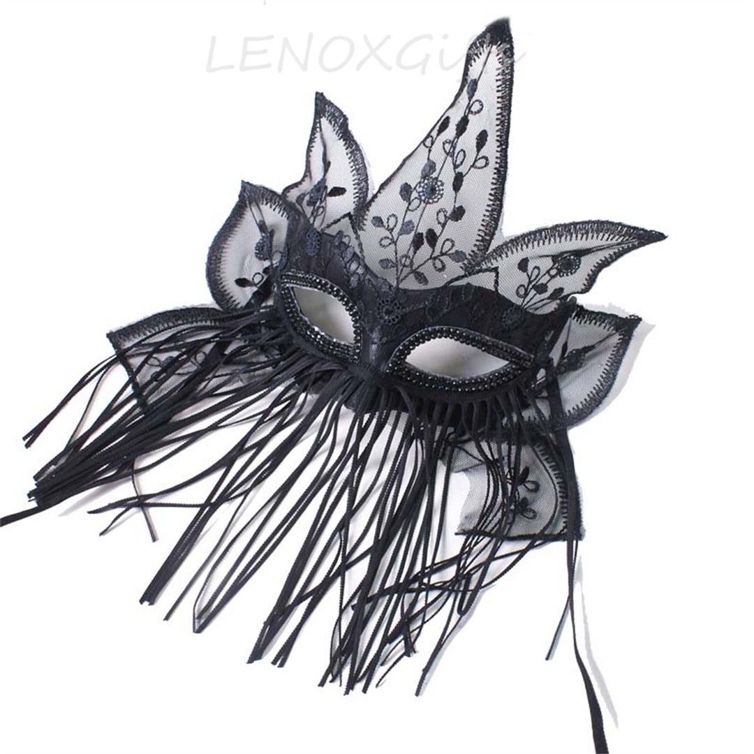 BLOSSOM All-black Lace Masquerade Mask Mysterious Eye Mask - Etsy