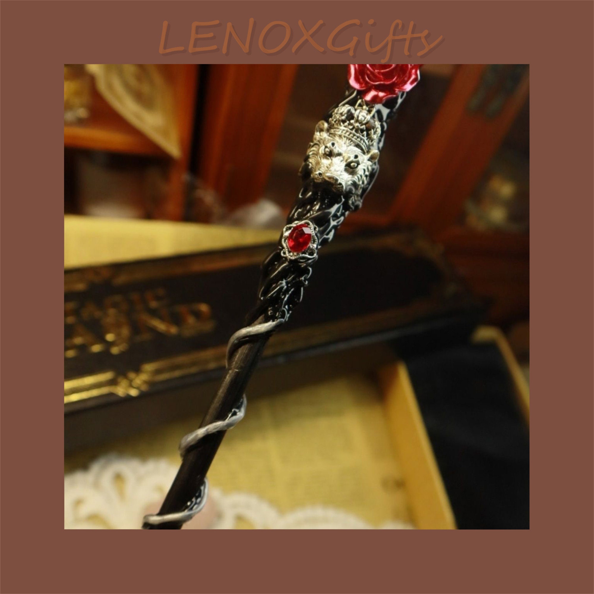 GLORY Nature Inspired Magic Wand Black Witch Wand Lion Queen Magic Wand ...