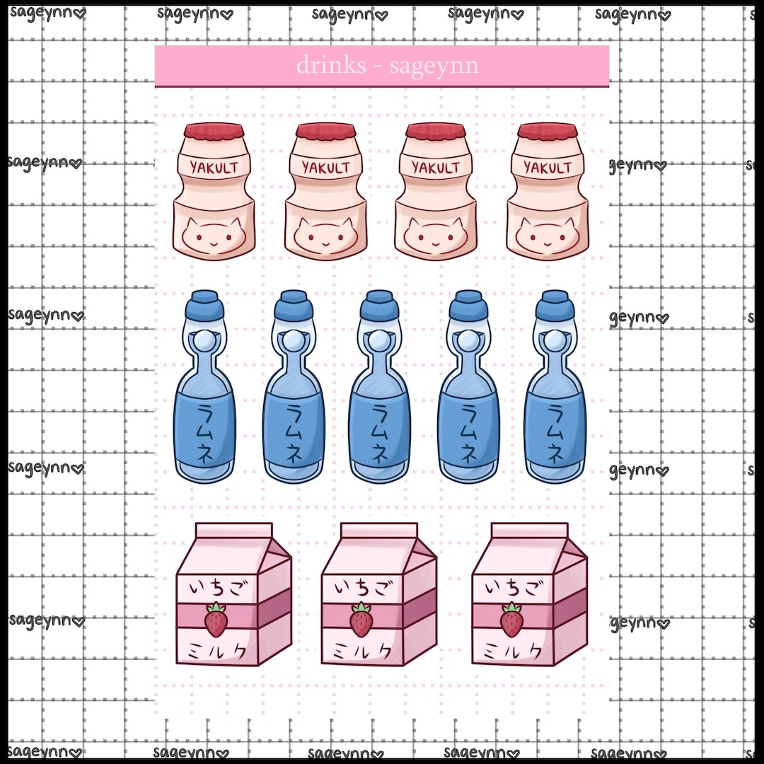 Japanese Drinks Sticker Sheet - Etsy