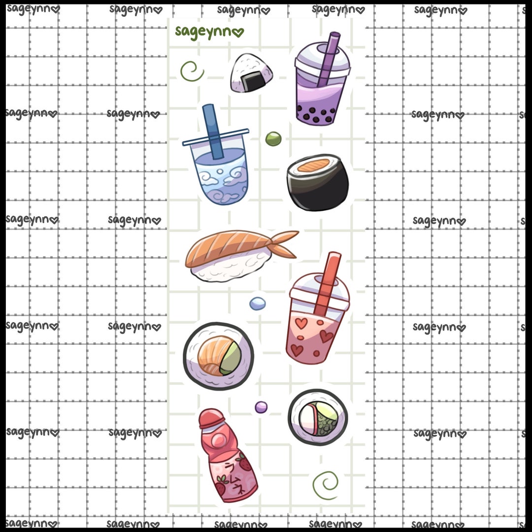 Boba and Sushi Sticker Sheet - Etsy