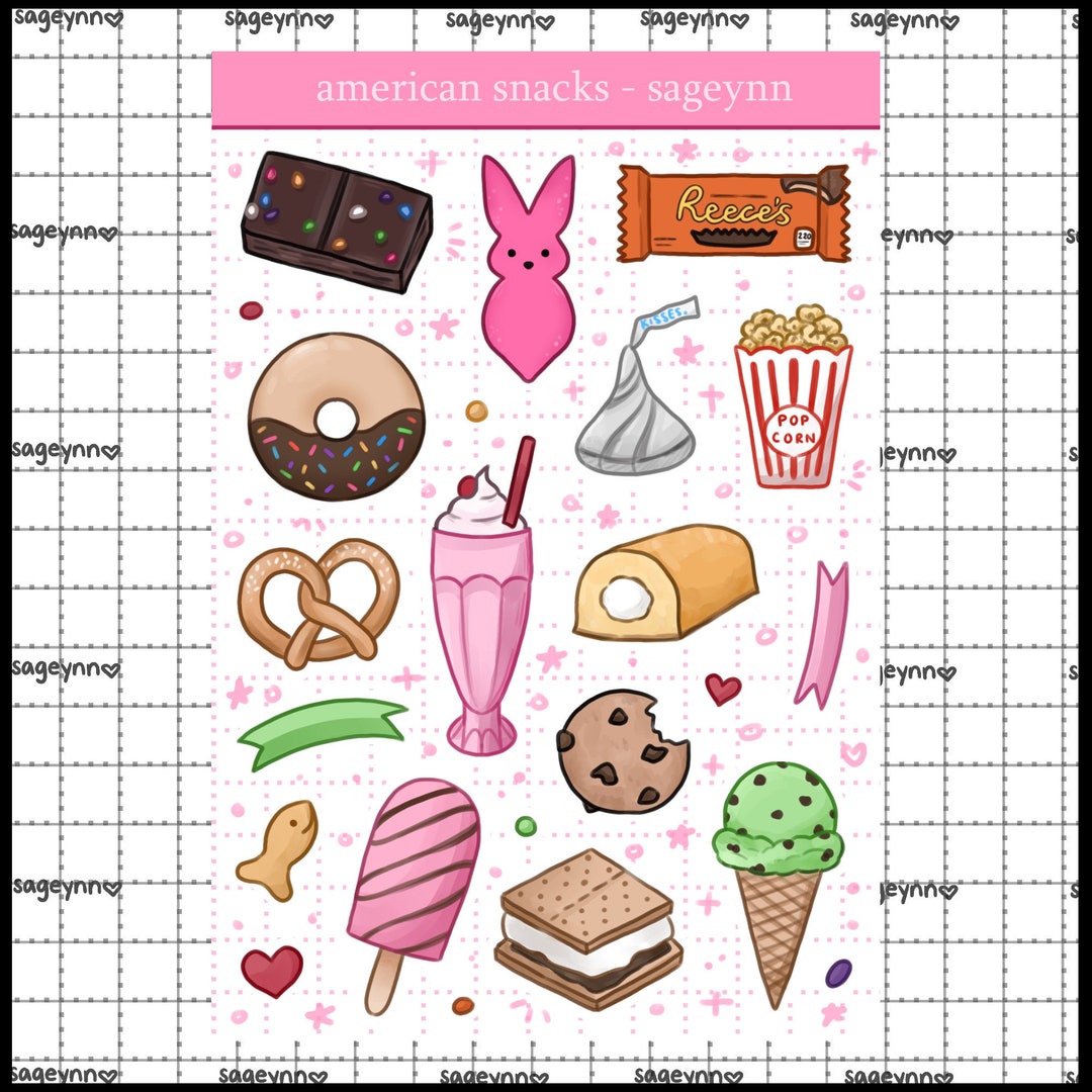 American Snacks Sticker Sheet - Etsy