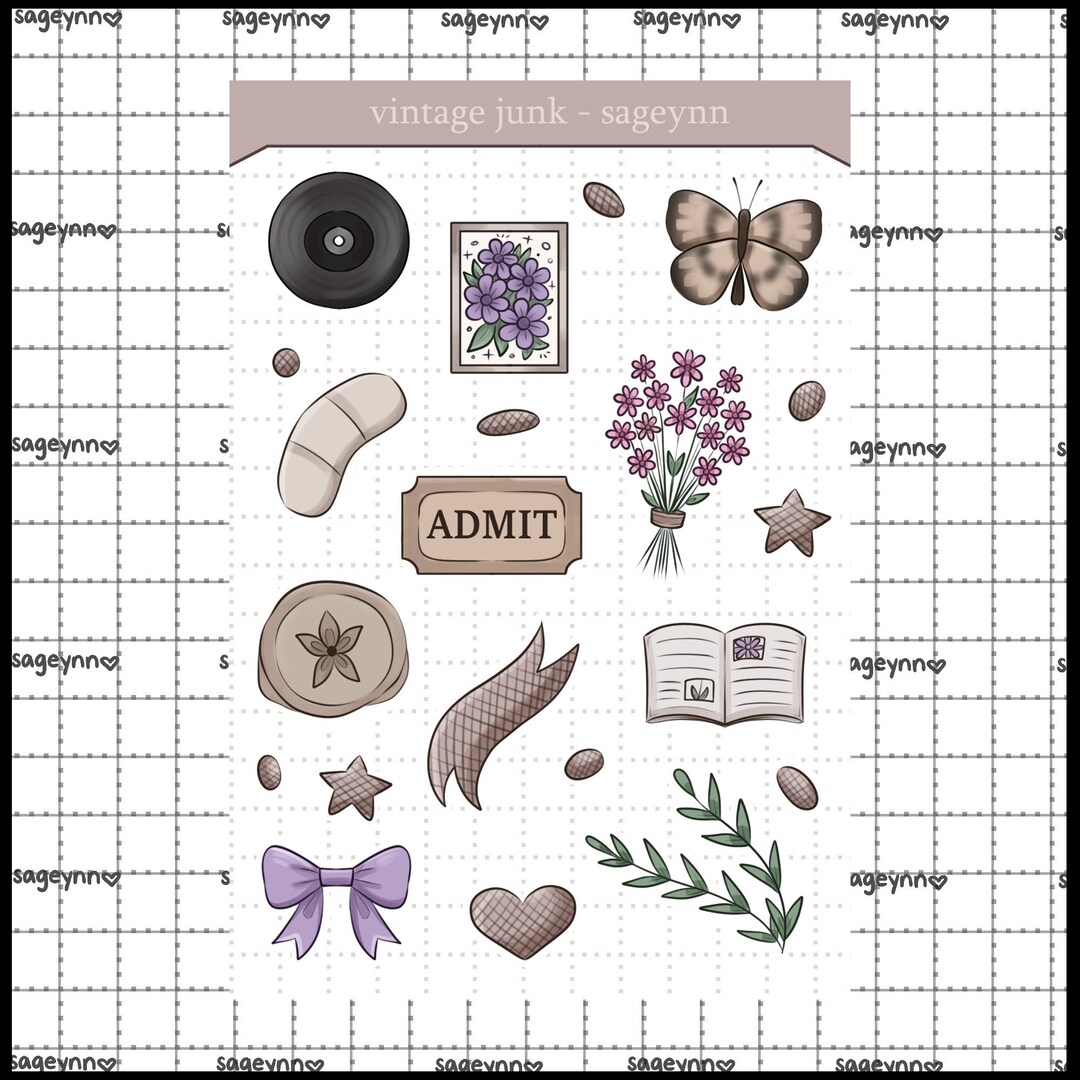 Vintage Junk Sticker Sheet - Etsy