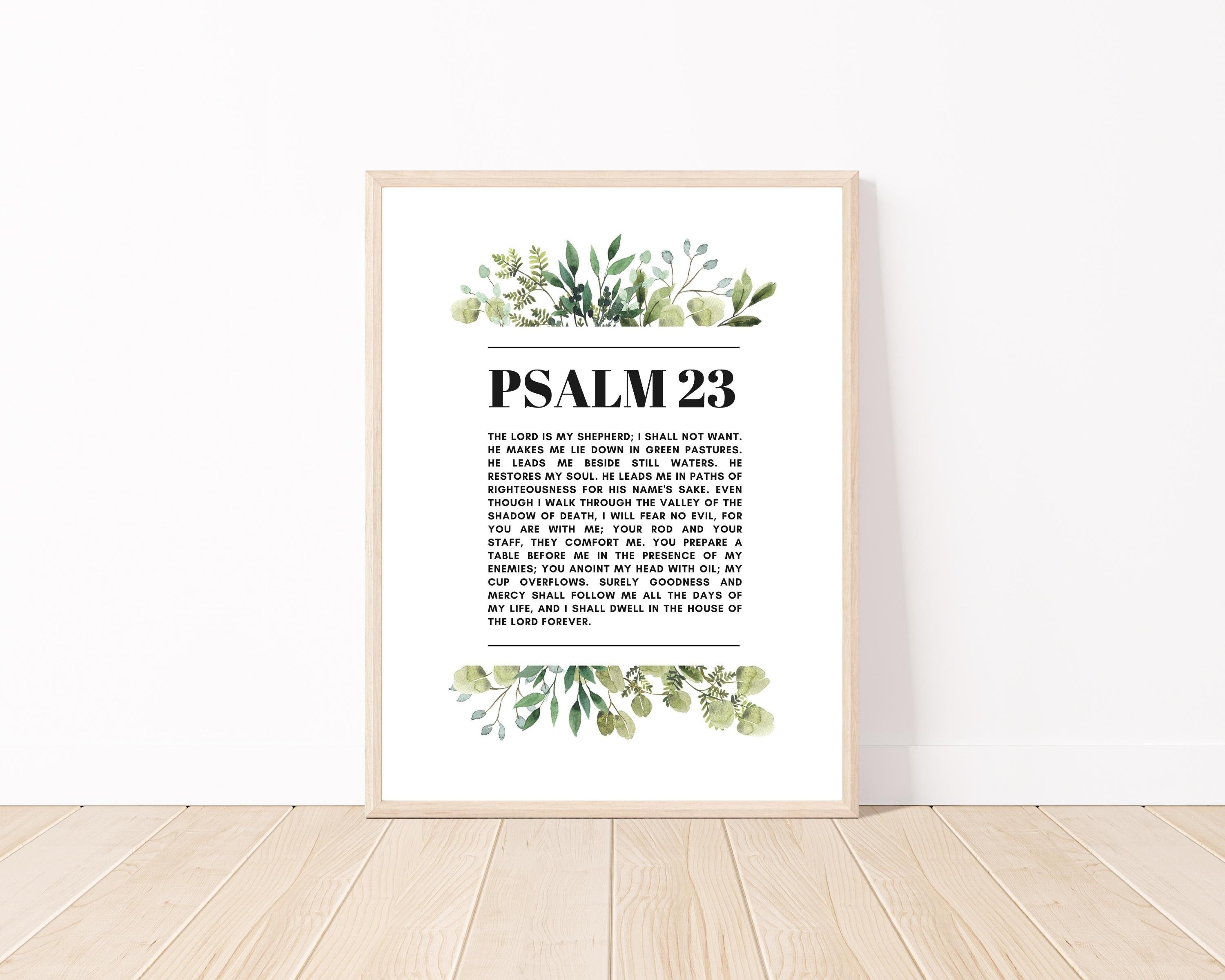 Psalm 23 Printable Wall Art | Psalm 23 With Floral Design | Bible Verse ...