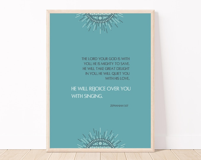 Zephaniah 3:17 God's Love Calms Rolled Poster 5"x7" - 28"x40" Bible ...