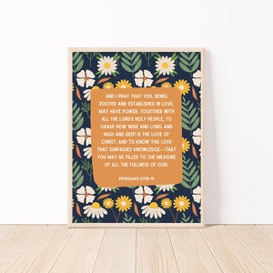 Ephesians 3:17-19 | Retro Scripture Wall Art | Instant Download ...