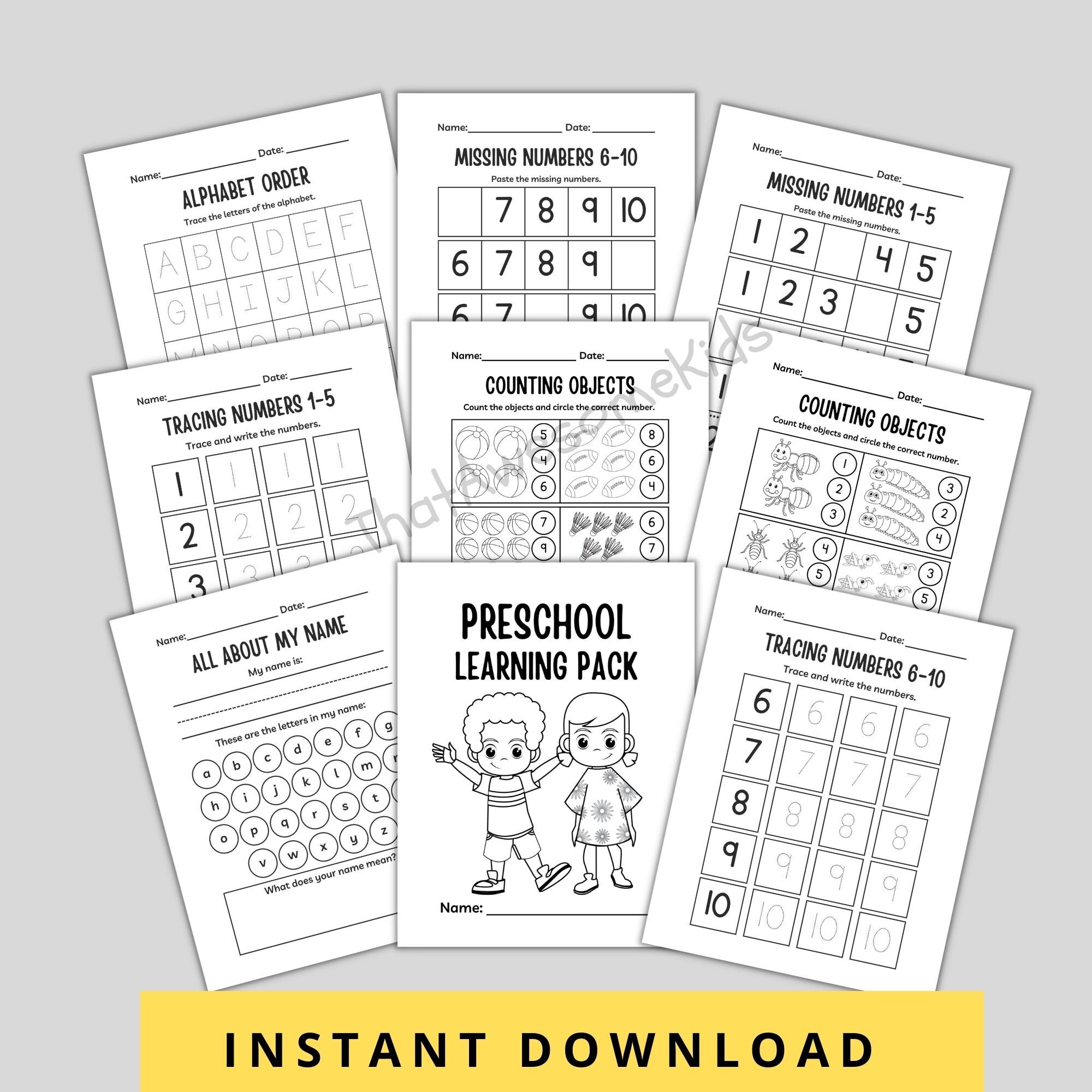 Back to School Preschool Learning Worksheet, Number and Colorprintable ...