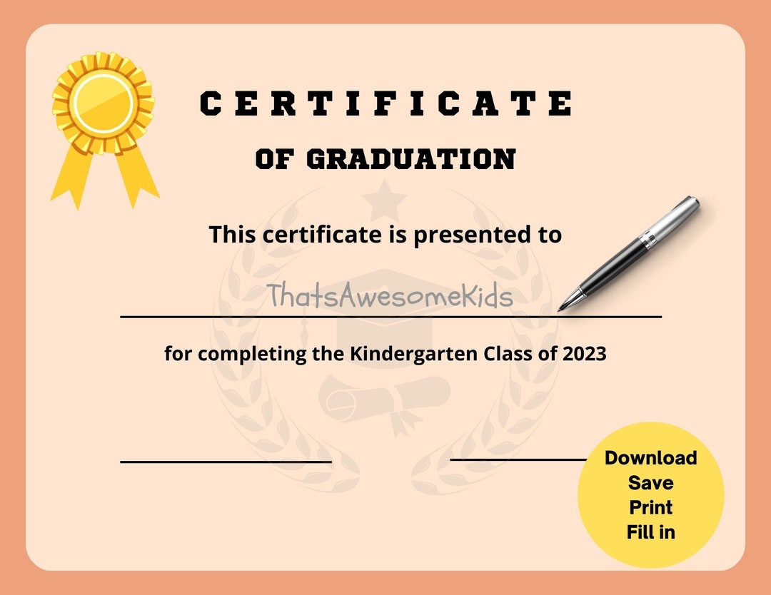 Kindergarten Graduation Printable, Kindergarten Certificate Printable ...