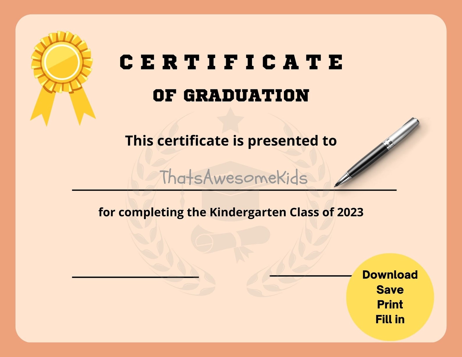 Kindergarten Graduation Printable, Kindergarten Certificate Printable ...