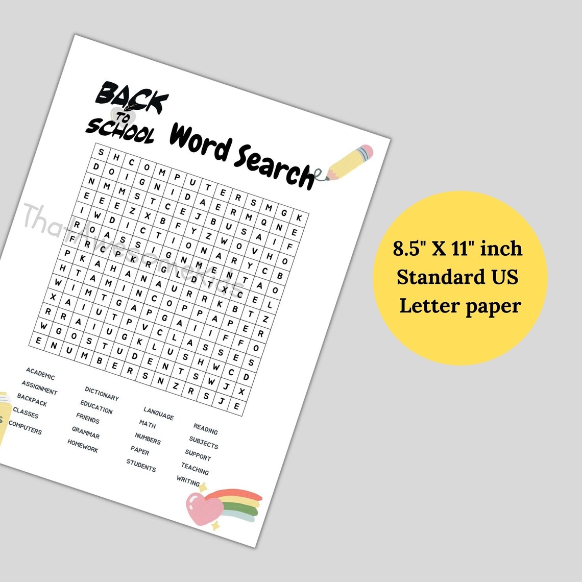Back to School Word Search Printable, Kids School Activity Printable ...