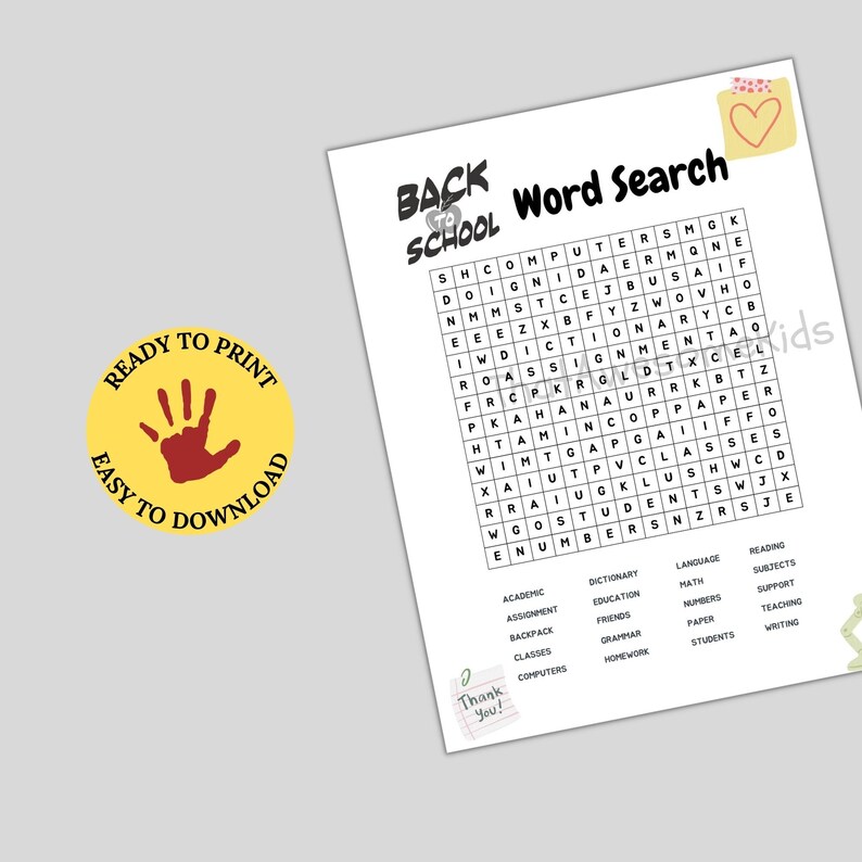 Back to School Word Search Printable, Kids School Activity Printable ...