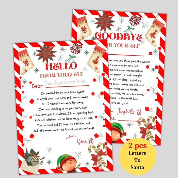 Elf Arrival Letter Elf Return Letter Goodbye to Your Elf - Etsy
