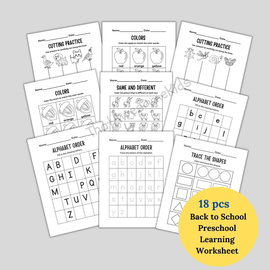 Back to School Preschool Learning Worksheet, Number and Colorprintable ...