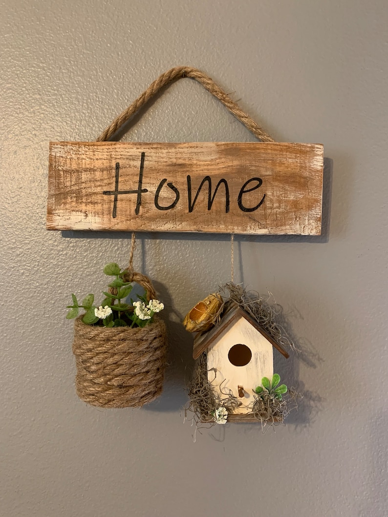 Birdhouse & Basket Home Sign - Etsy UK