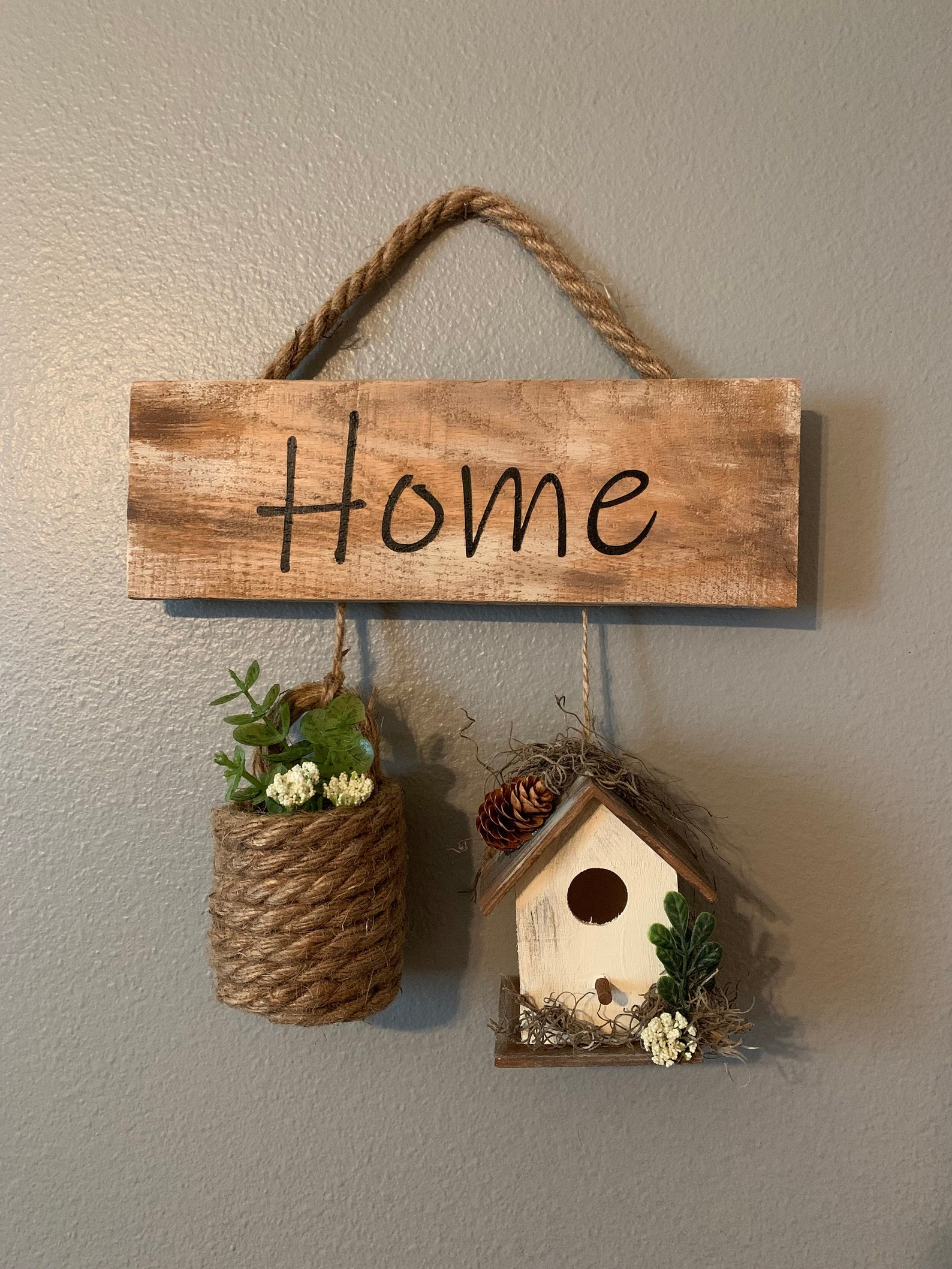Birdhouse & Basket Home Sign - Etsy UK