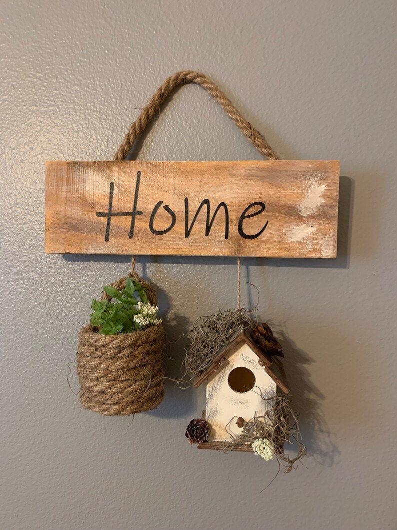 Birdhouse & Basket Home Sign - Etsy UK
