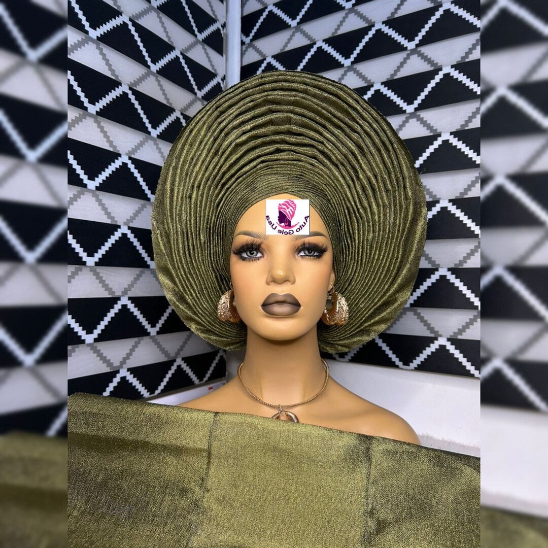 Army Green Color Aso Oke Gele Hat - Etsy