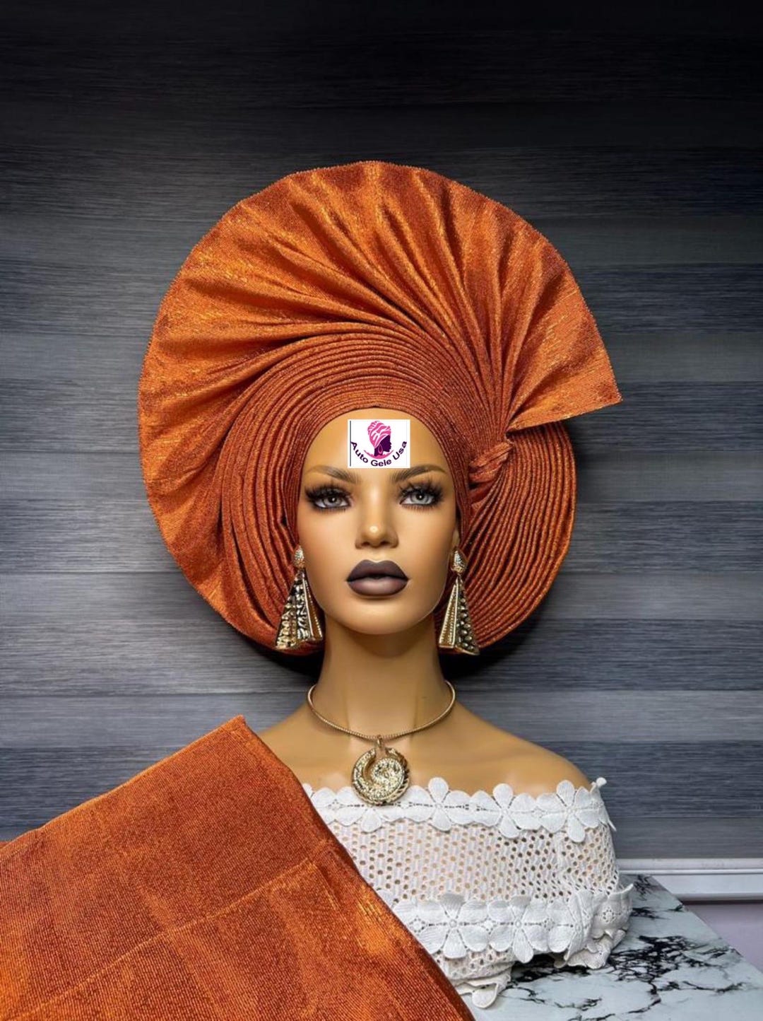 Burnt Orange Color Aso Oke Gele Hat - Etsy