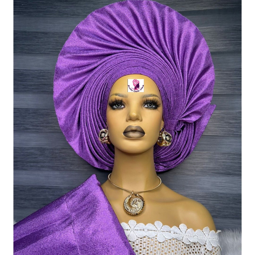 Lilac Color Aso Oke Gele Hat - Etsy
