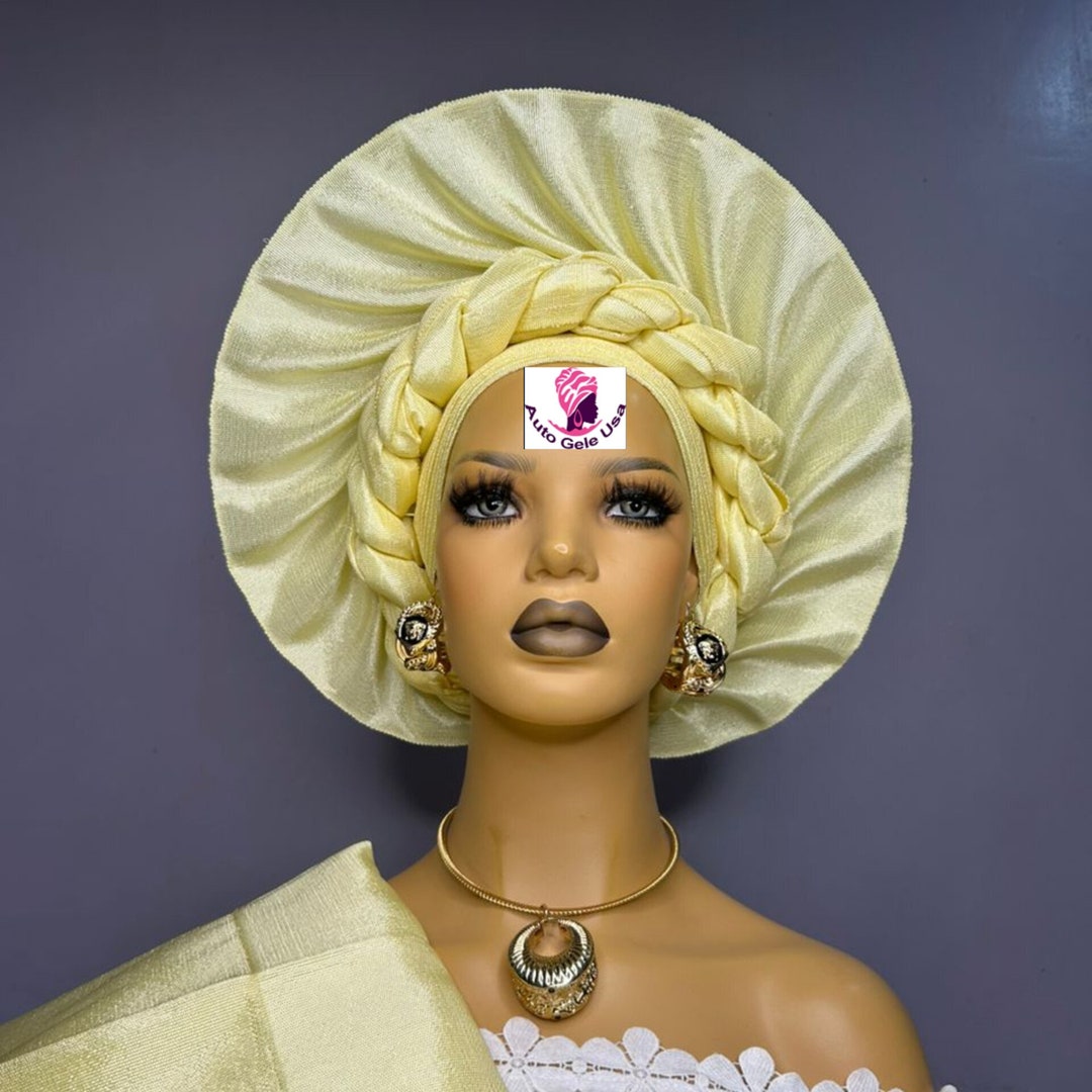 Cream Color Aso Oke Gele Hat - Etsy