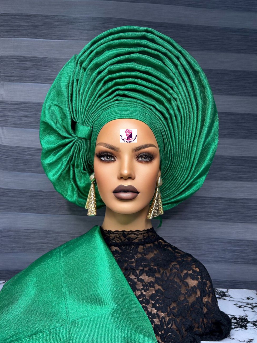 Green Color Aso Oke Gele Hat - Etsy