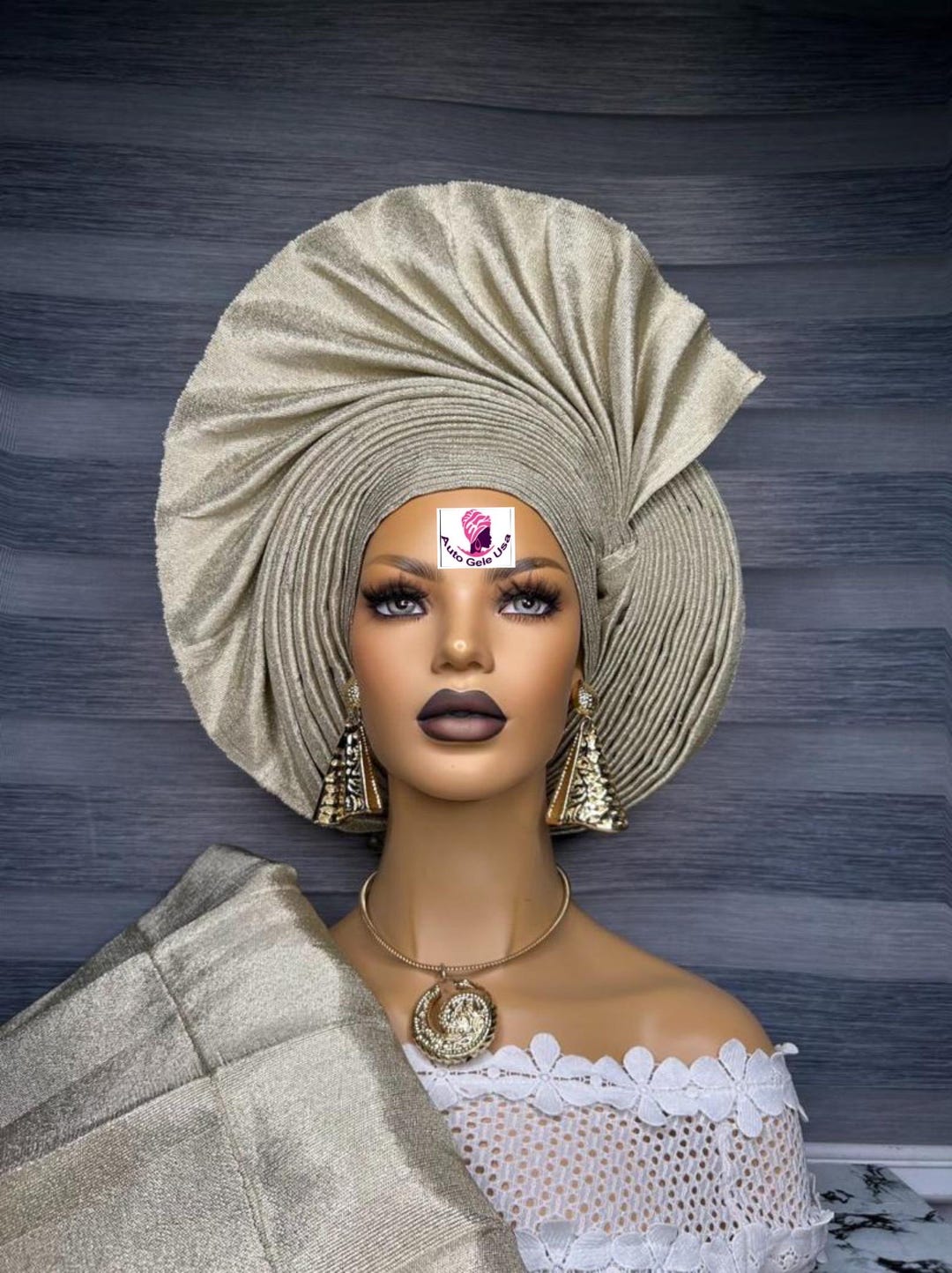 Champagne Gold Color Aso Oke Gele Hat - Etsy