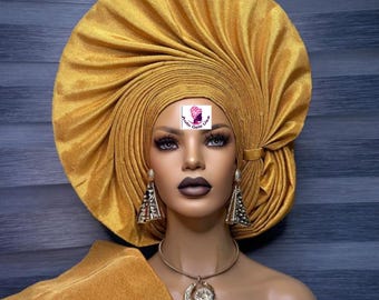 Navy Blue Color Aso Oke Gele Hat - Etsy