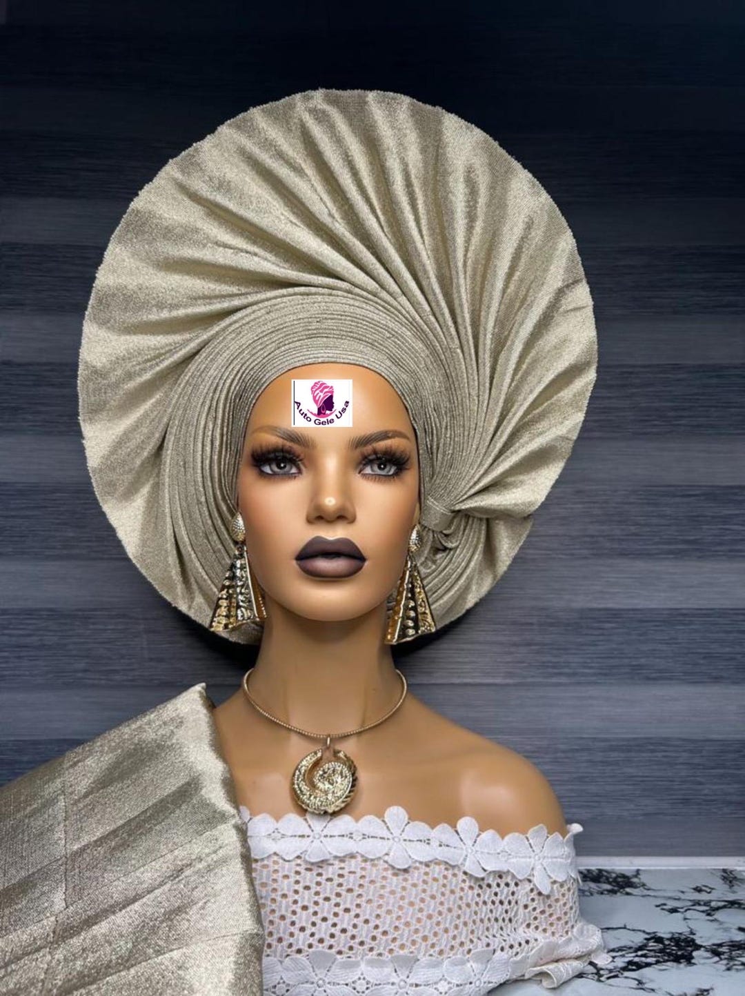 Champagne Gold Color Aso Oke Gele Hat - Etsy