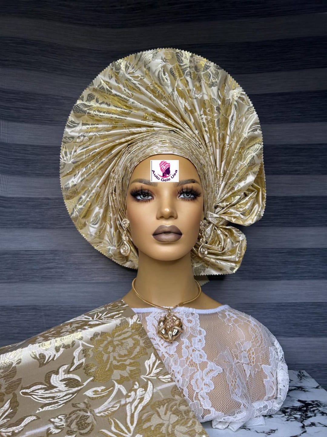 Champagne Gold Color Sego Gele Hat - Etsy