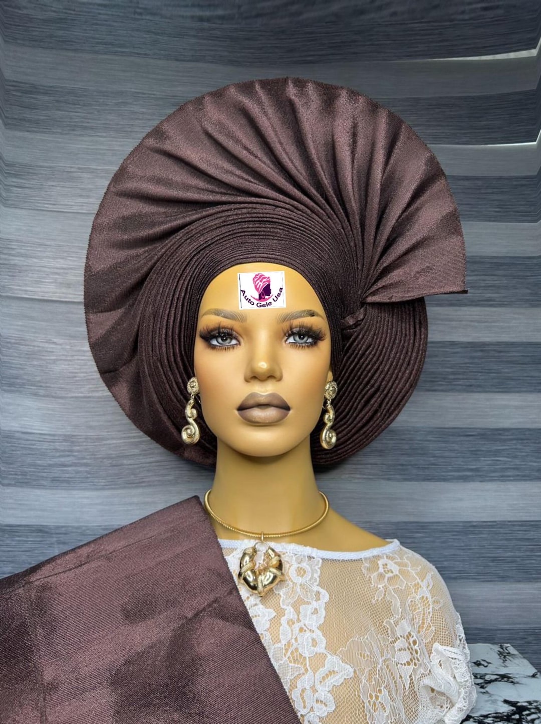 Brown Color Aso Oke Gele Hat - Etsy
