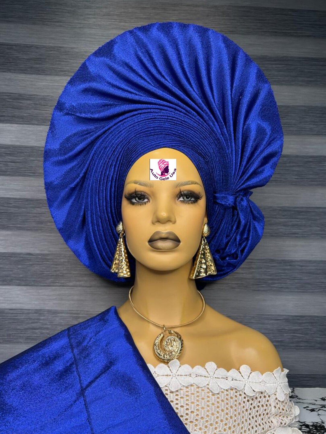 Royal Blue Color Aso Oke Gele Hat - Etsy