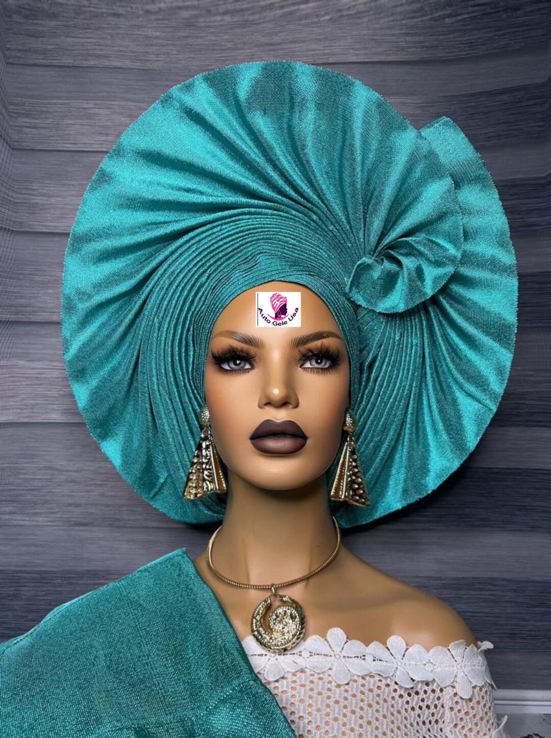 Teal Green Color Aso Oke Gele Hat - Etsy