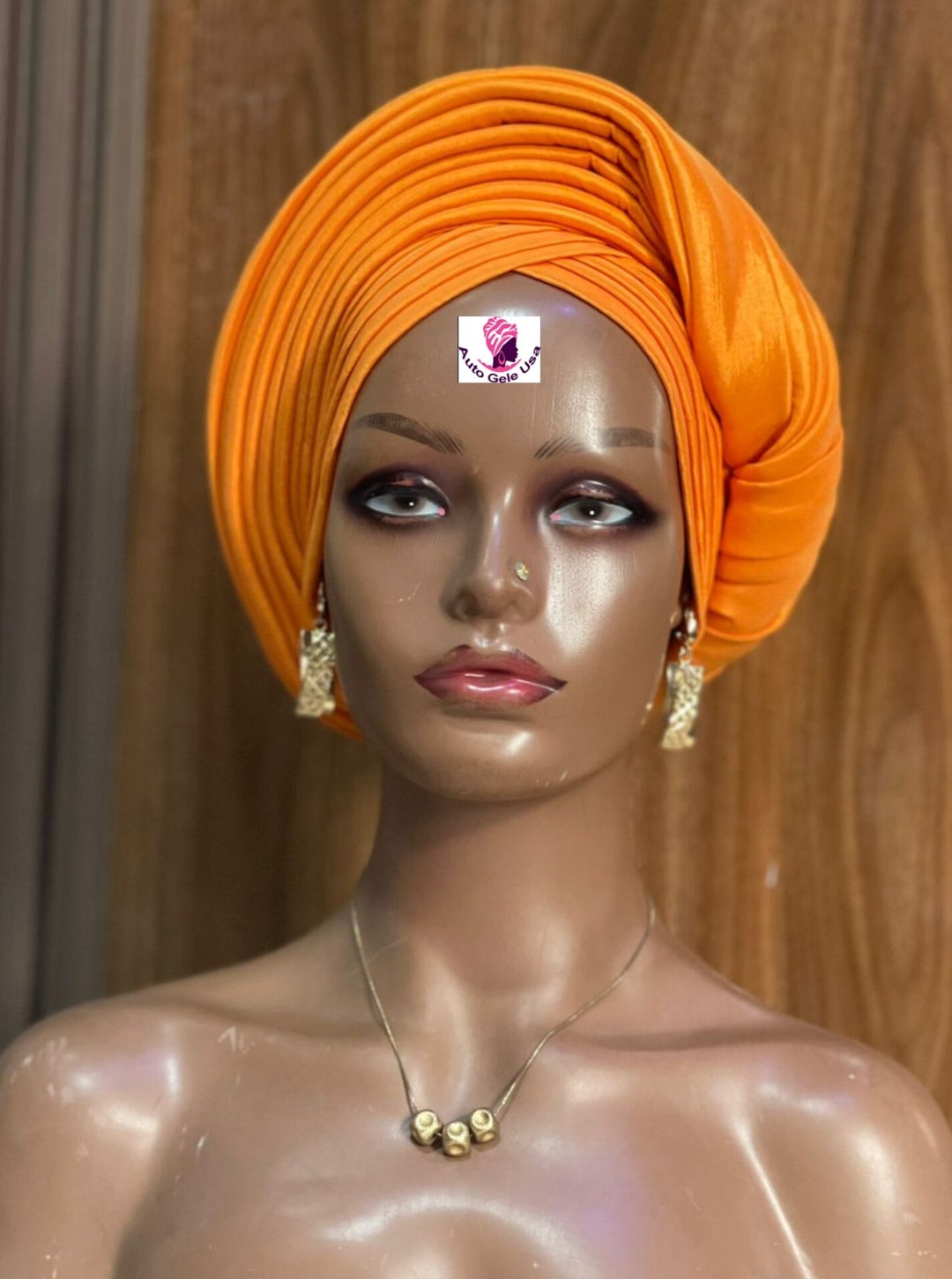 Orange Color Turban Gele Hat - Etsy