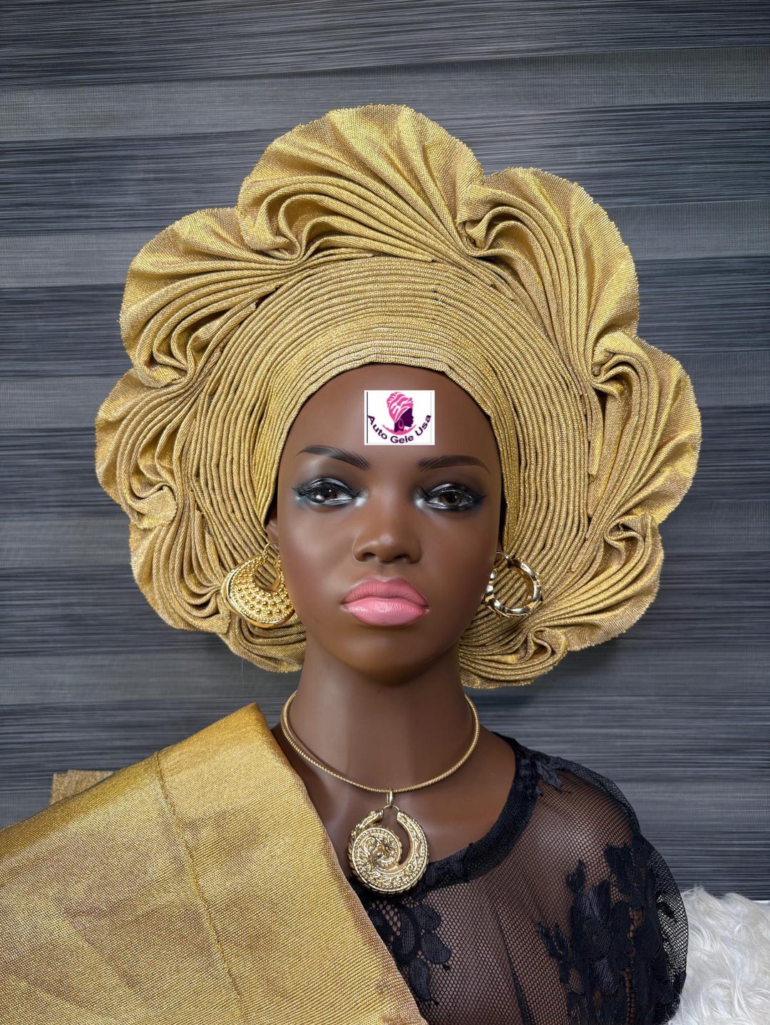 Gold Color Aso Oke Gele Hat - Etsy