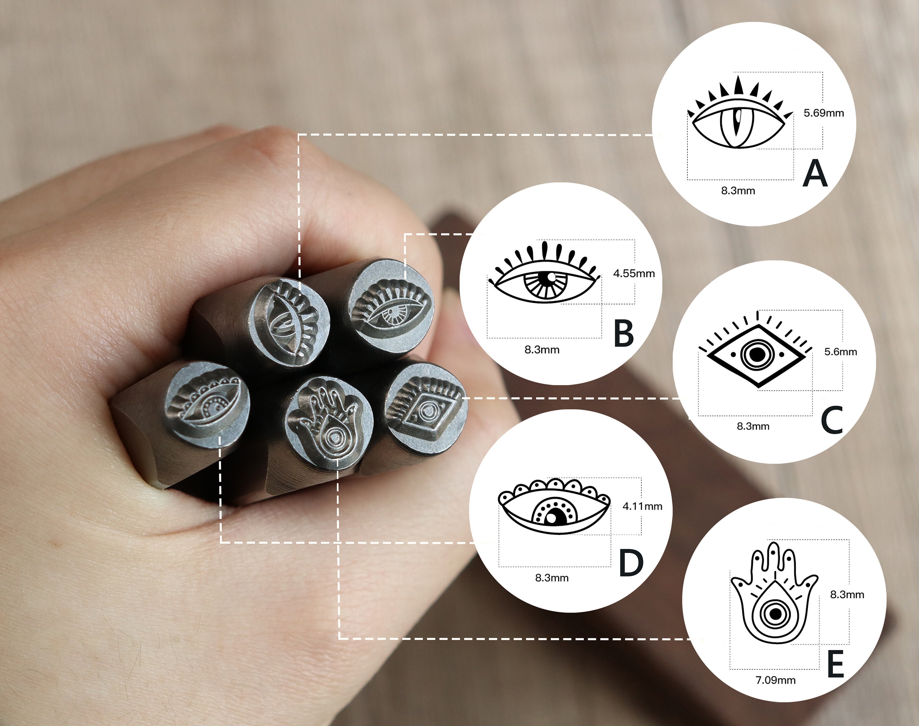 Devil's Eyes Stamps, Lucky Eyes, Metal Design Stamp, Metal Stamping ...