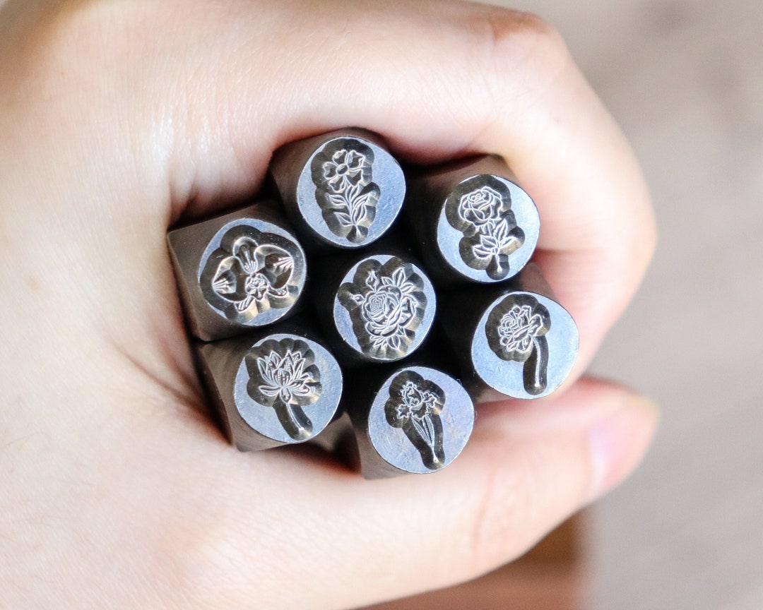 Flower Set Metal Stamps, Plant Stamp,design Stamp, Metal Stamping Punch ...
