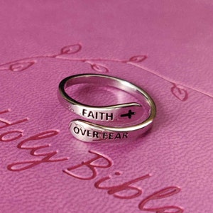 Faith Over Fear Sterling Silver Cross Ring - Bubble Design - Etsy