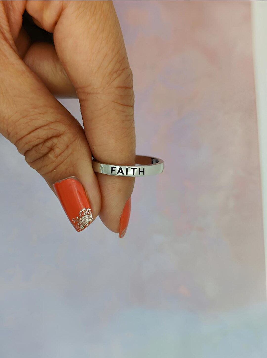 FAITH Imprint Sterling Silver Cross Ring - Etsy
