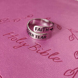 FAITH OVER FEAR Wide Sterling Silver Cross Ring - Etsy