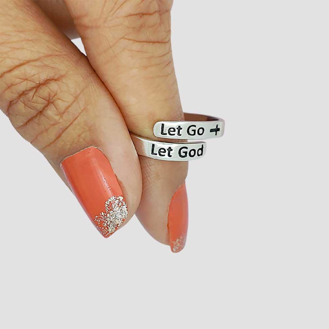 Let Go, Let God Sterling Silver Cross Adjustable Ring - Etsy