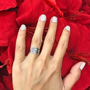 FAITH OVER FEAR Wide Sterling Silver Cross Ring - Etsy