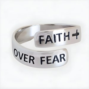 FAITH OVER FEAR Wide Sterling Silver Cross Ring - Etsy