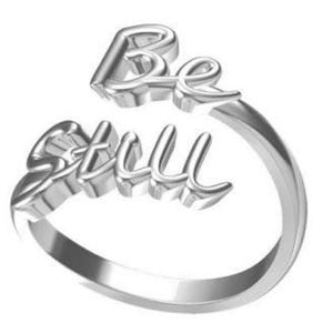 BE STILL Script Sterling Silver Ring - Etsy
