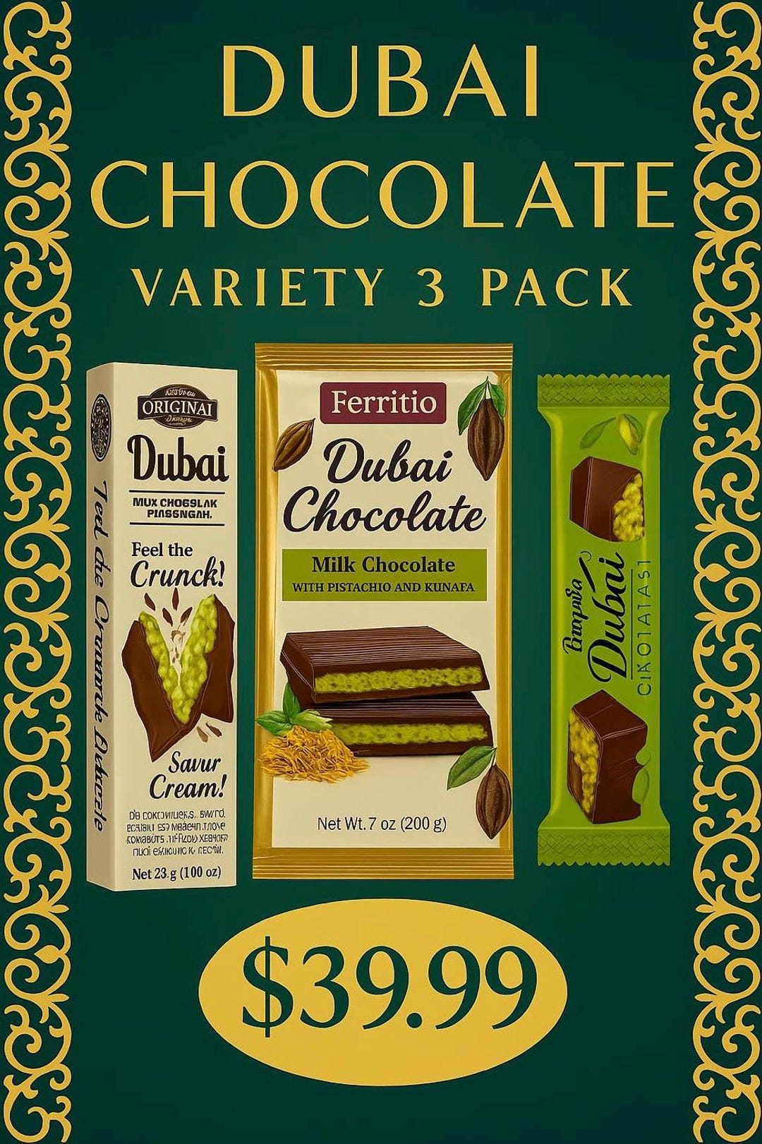 Dubai Pistachio Chocolate Box – Authentic Middle Eastern Sweets Gift ...