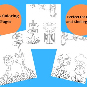 Jungle Safari Birthday Party Favor Kids Coloring Page| Baby Shower ...