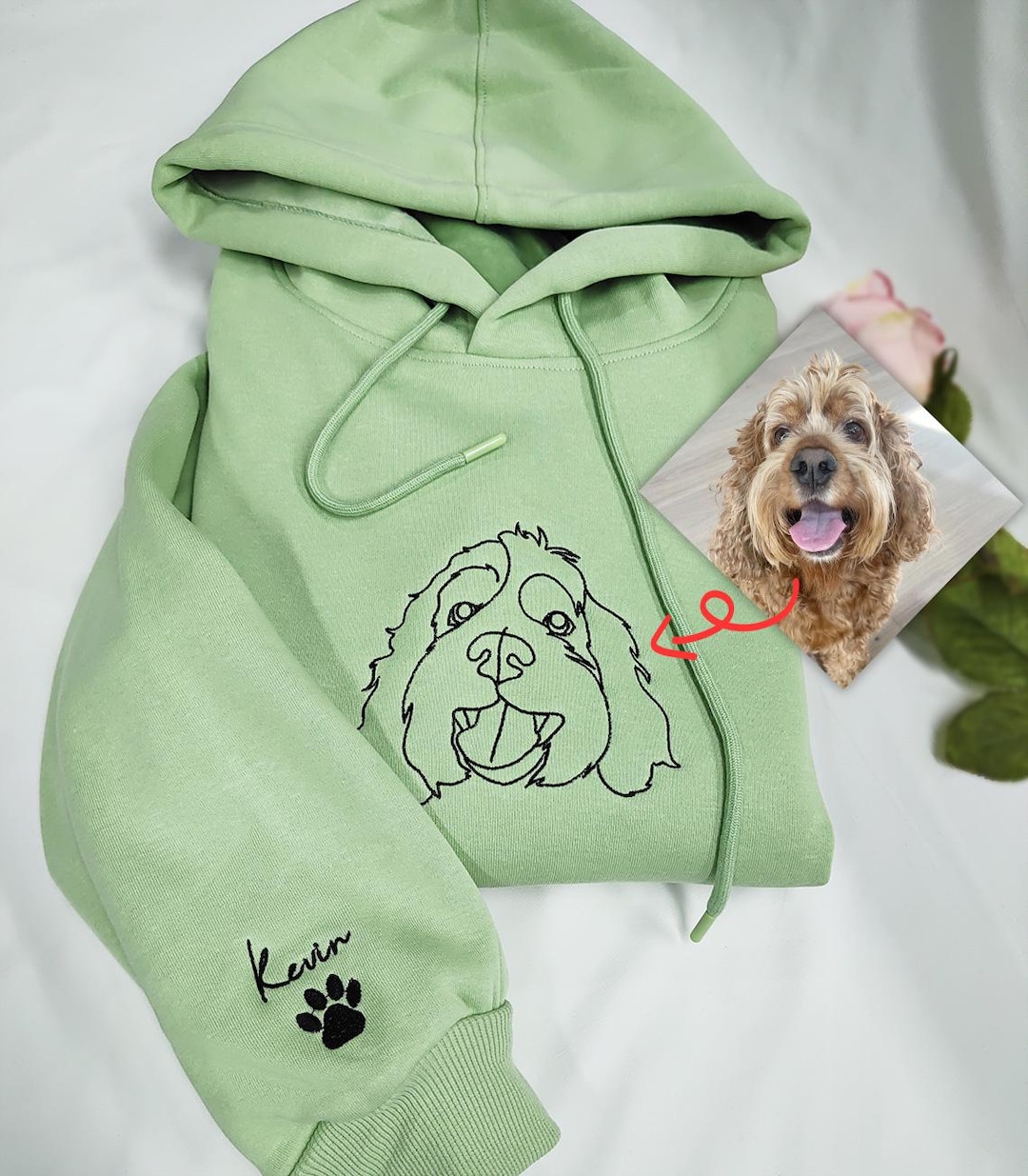 Custom Embroidered Dog Hoodie, Personalized One-line Pet Sweatshirt ...