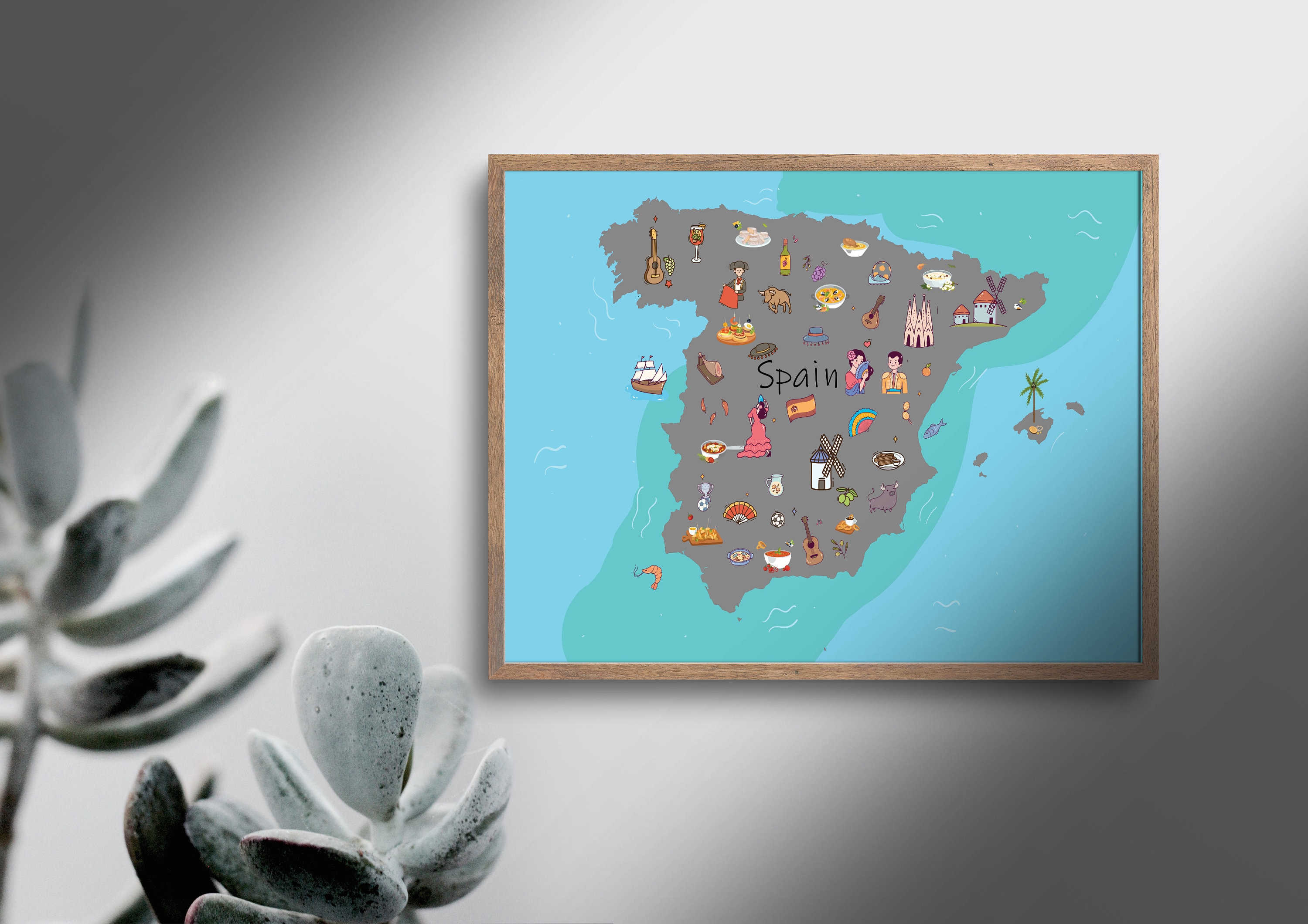 Illustrated Map of Spain for Nursery and Children's Room Decor - Etsy
