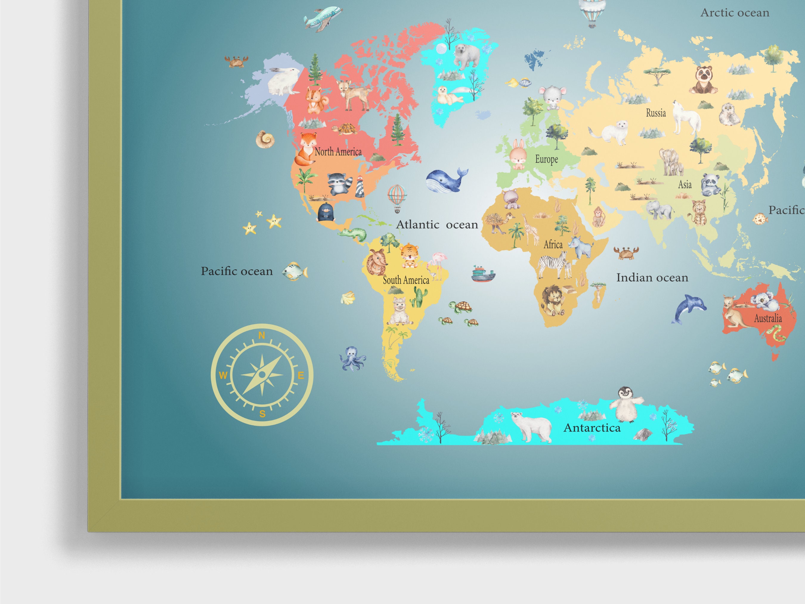 Kids World Map Printable - Etsy