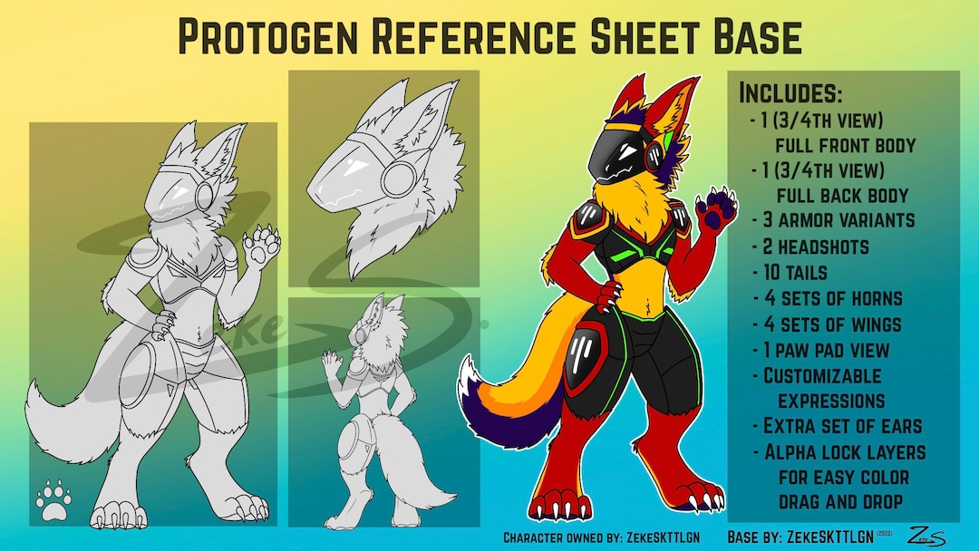 Protogen Reference Sheet Base - Etsy UK