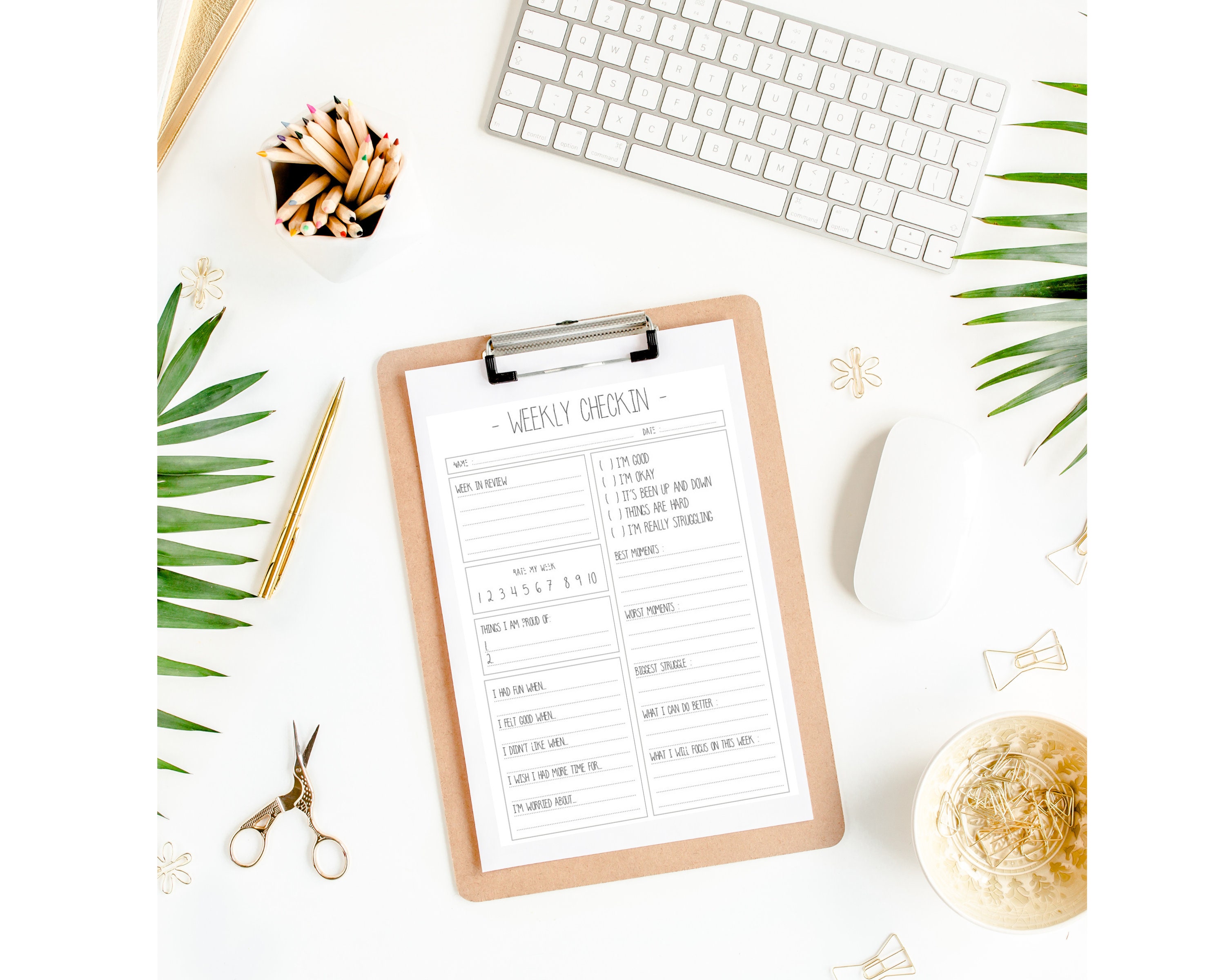 Weekly Checkin, Mental Health Check, Instant Printable Checkin, Digital ...