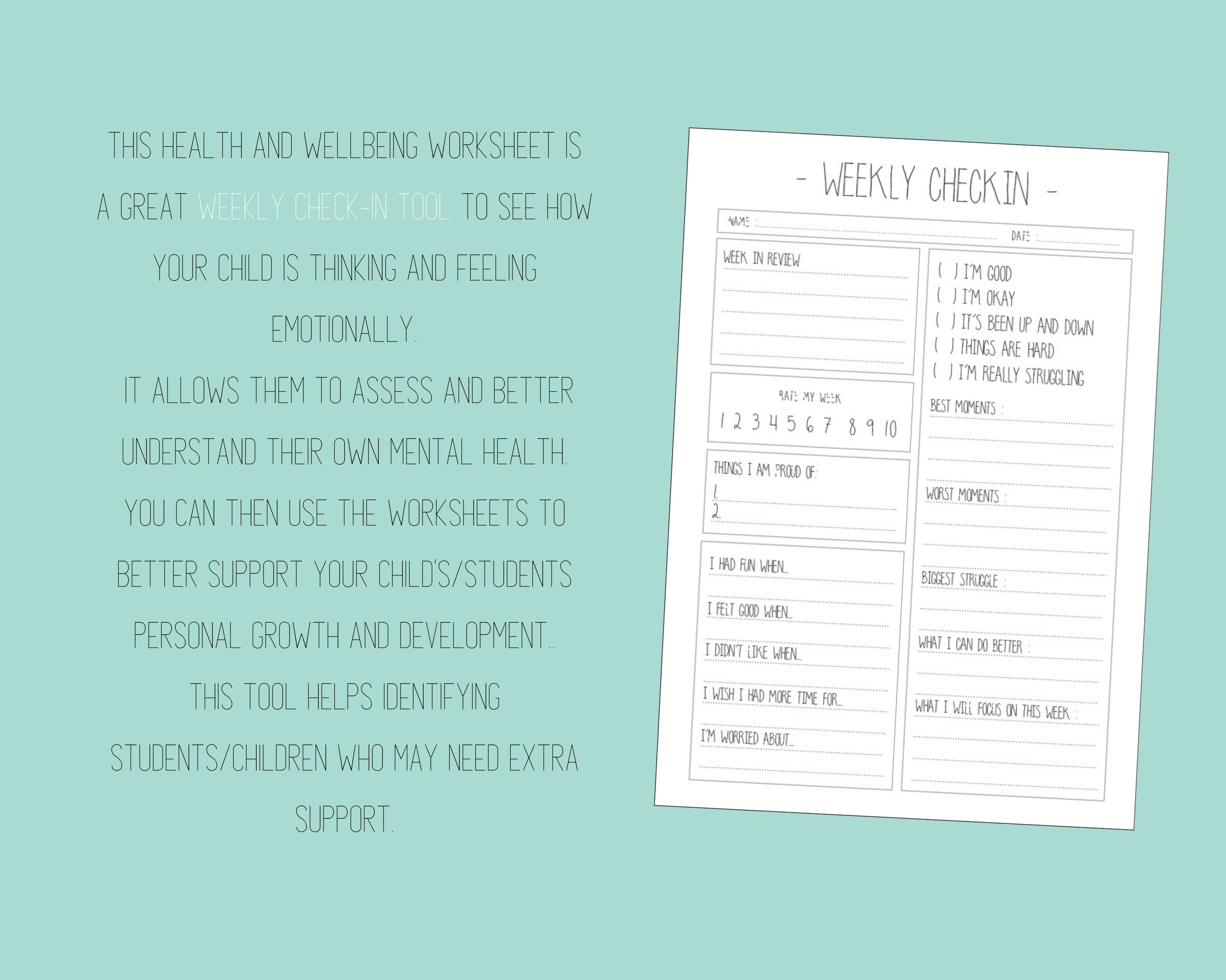 Weekly Checkin, Mental Health Check, Instant Printable Checkin, Digital ...